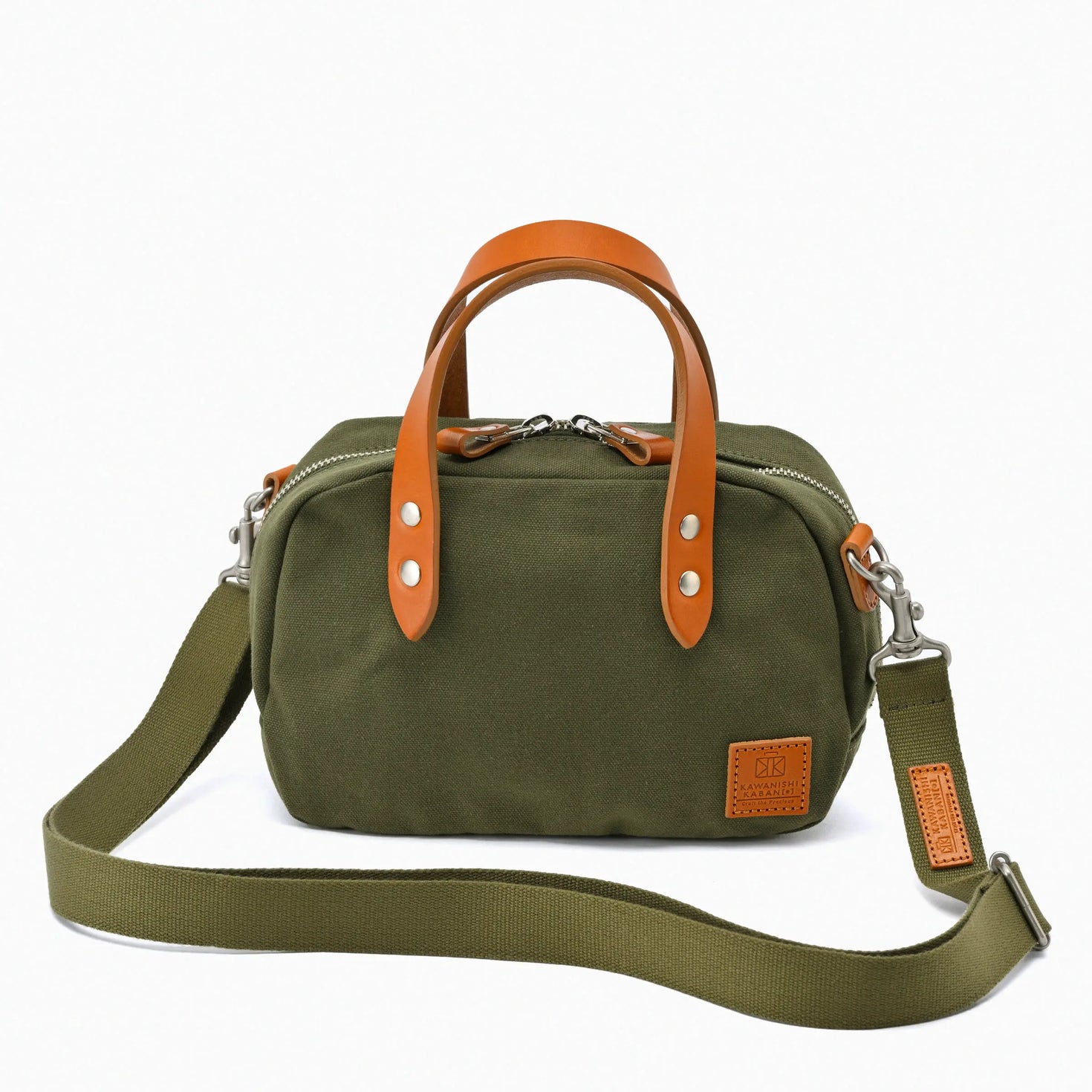 帆布のミニボストン×レザーハンドル｜ファスナー付きで安心【comame [コマメ]｜大人帆布】 – カワニシカバン - 愛されるものづくり